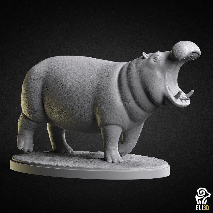 3D Printable Hippo - Animal by ELI 3D