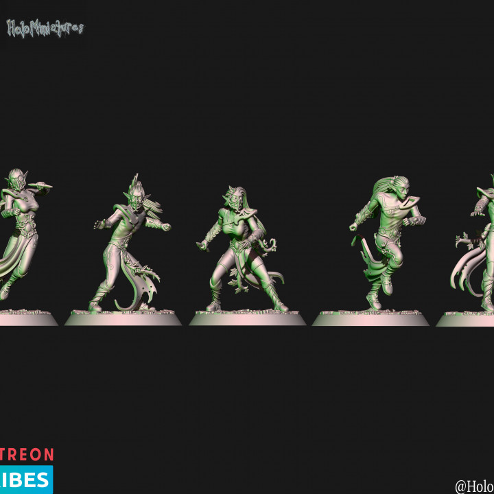 3D Printable wood elves fantasy football team (elf) by HoloMiniatures