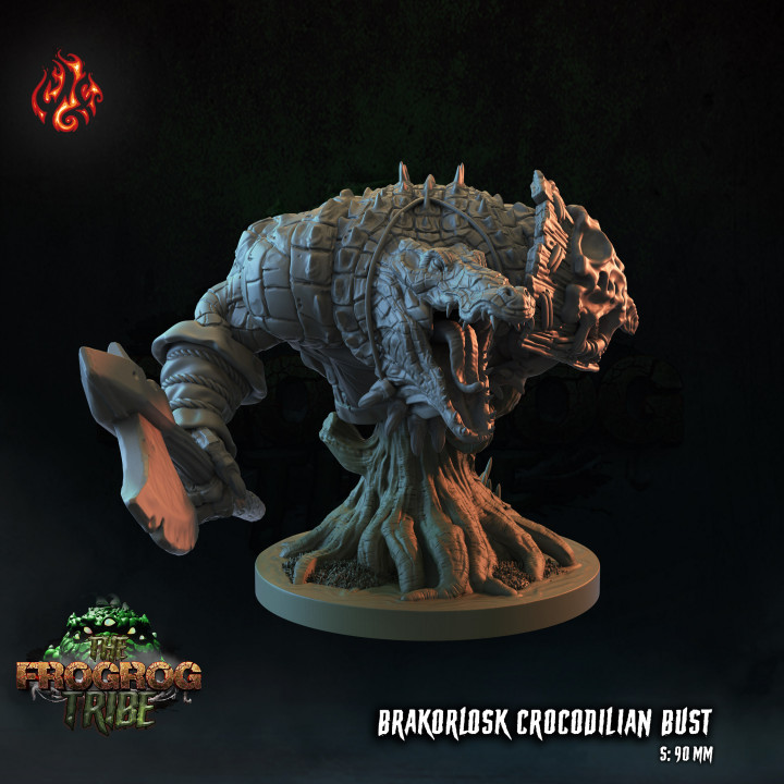 3D Printable Brakorlosk the Crocodilian Warror, Bust Version by ...
