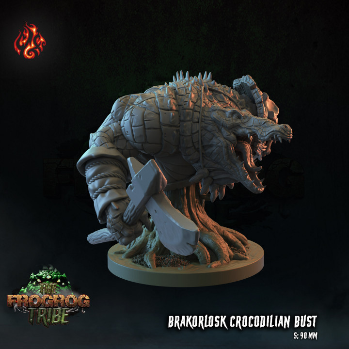 3D Printable Brakorlosk the Crocodilian Warror, Bust Version by ...