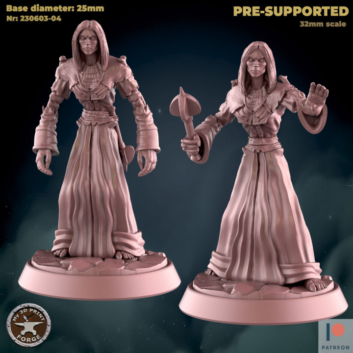 3D Printable Undead Female Priest Two models by My3DPrintForge