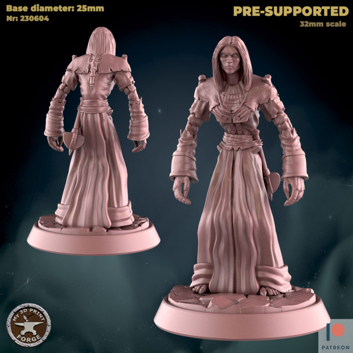 3D Printable Undead Female Priest Two models by My3DPrintForge