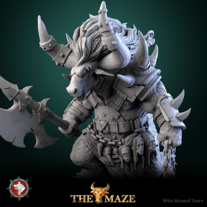 3D Printable Minotaur 32mm and 75mm heroic miniature pre-supported by ...