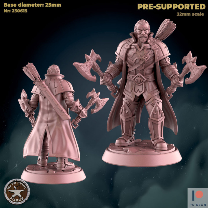 3D Printable Ranger Leader With Axes by My3DPrintForge