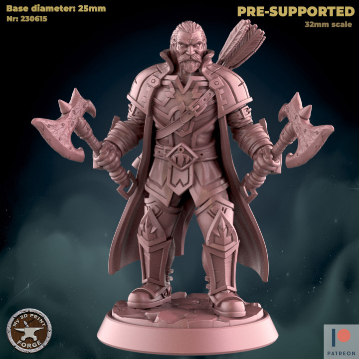 3D Printable Ranger Leader With Axes by My3DPrintForge