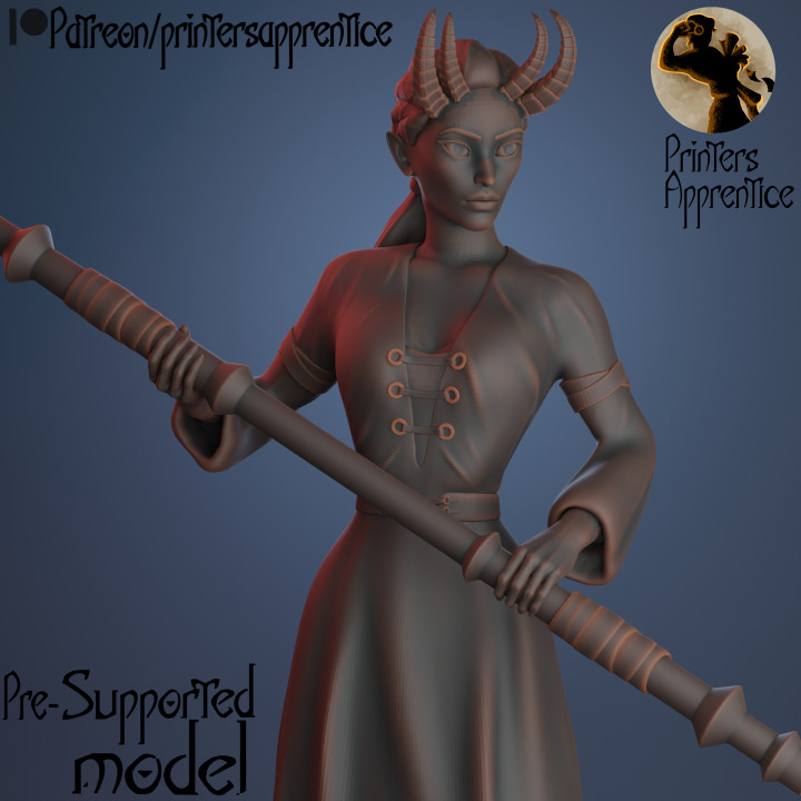 3D Printable Tiefling Warrior Pose| Pre-supported mini | 30mm | by The Printer's Apprentice
