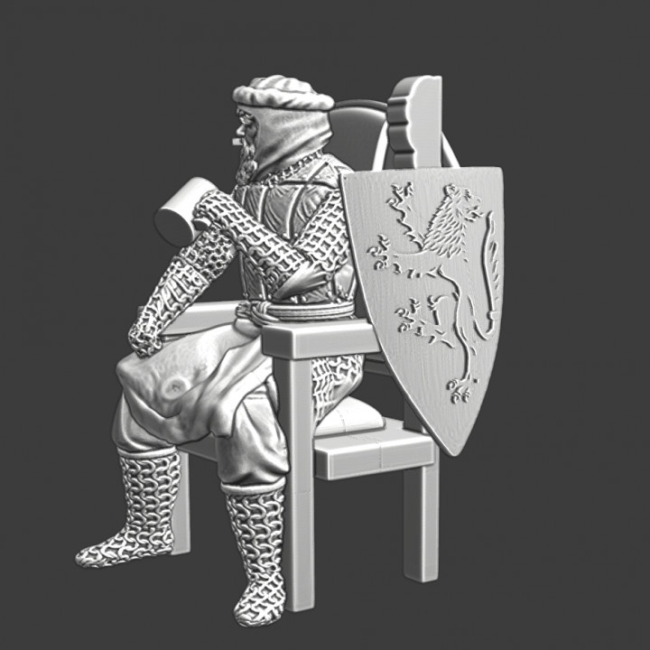 3D Printable Old medieval knight sitting and drinking by Northern ...