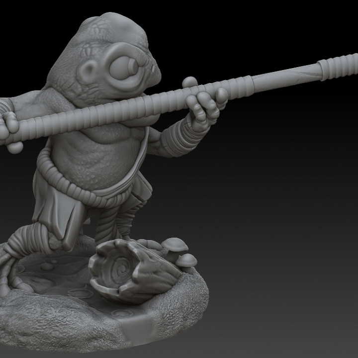 3D Printable Bullywug Warrior 01 by Wundervale Games