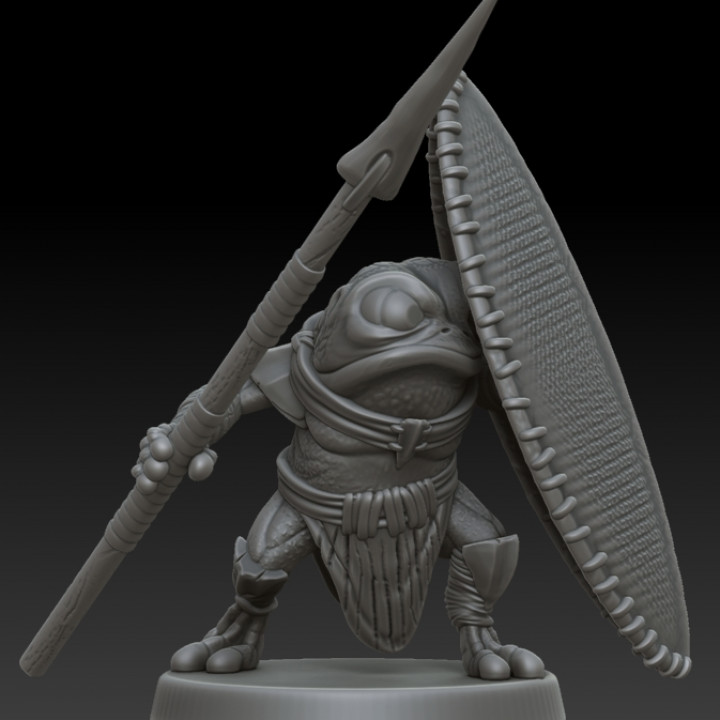 3D Printable Bullywug Warrior 02 by Wundervale Games