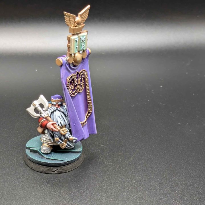 3D Print of Dwarf Lord with Battle Banner - Highlands Miniatures by ...