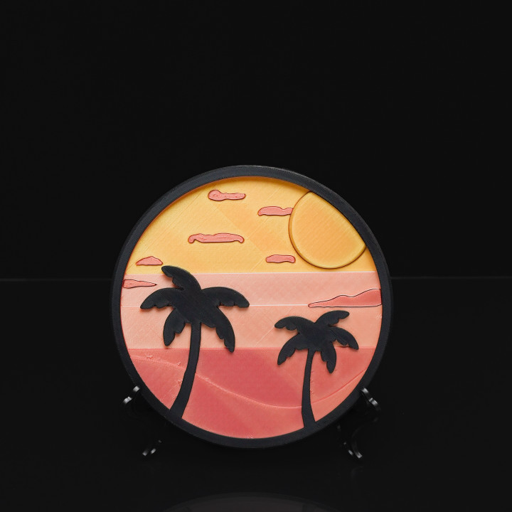 3D Printable Sunset Scene by Stlflix