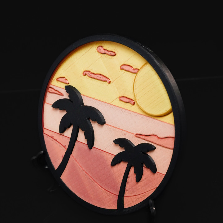 3D Printable Sunset Scene by Stlflix