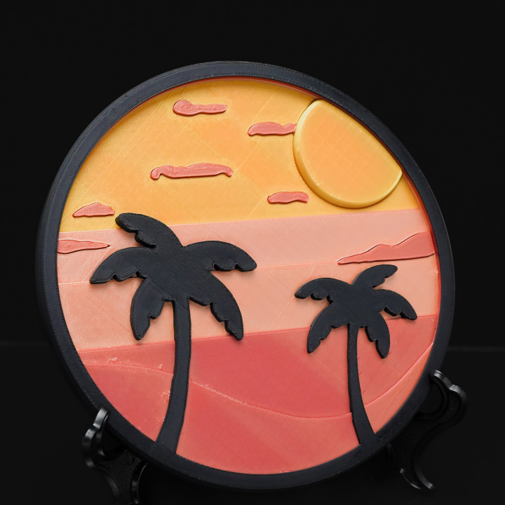 3D Printable Sunset Scene by Stlflix