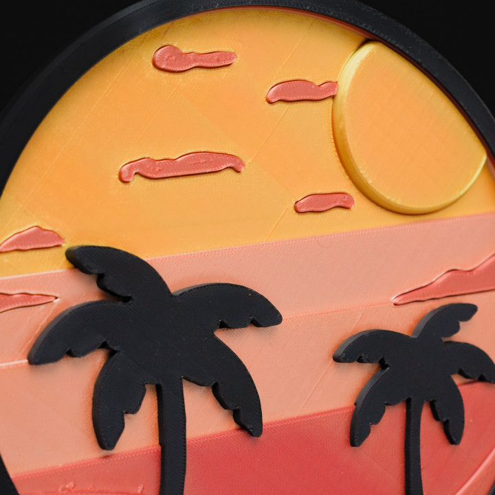 3D Printable Sunset Scene by Stlflix