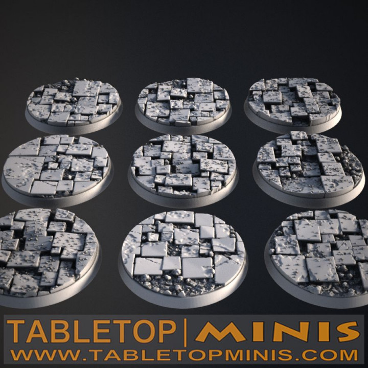 3D Printable Broken Tiles 50mm Bases by TableTopMinis