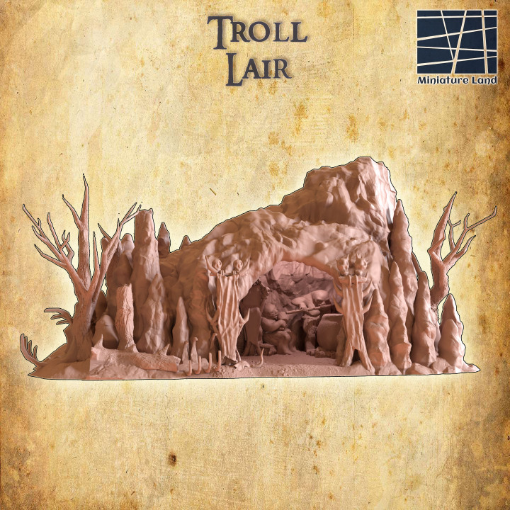 3D Printable Troll Lair - Tabletop Terrain - 28 MM by MiniatureLand