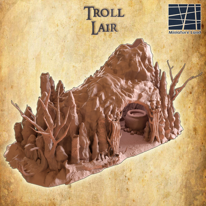3D Printable Troll Lair - Tabletop Terrain - 28 MM by MiniatureLand