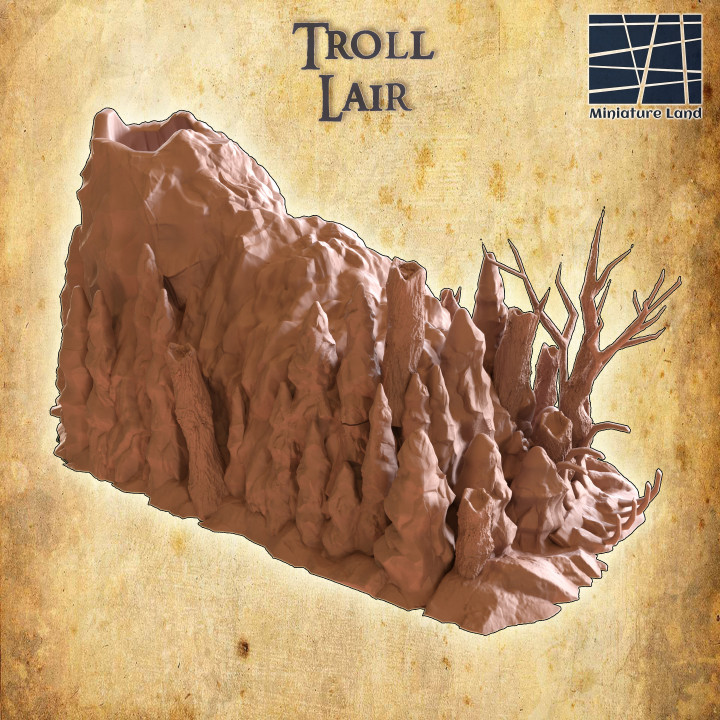 3D Printable Troll Lair - Tabletop Terrain - 28 MM by MiniatureLand