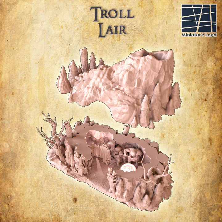 3D Printable Troll Lair - Tabletop Terrain - 28 MM by MiniatureLand