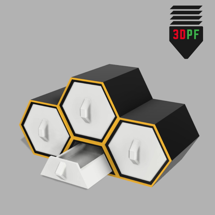 3D Printable Hexagon Organizer (Trimmed) by MysticMesh3D