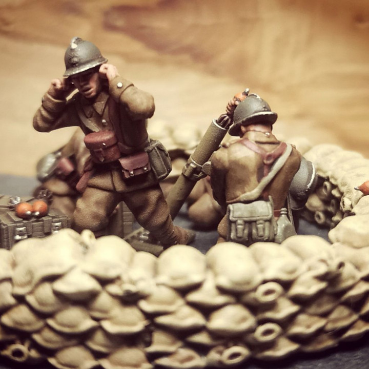3D Printable WW2 28mm (27/31 Brandt), 81mm french mortar, crew and ...