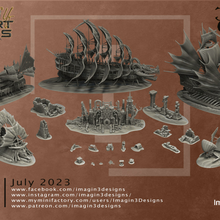 3D Printable Sand Elf Desert Skiffs COMPLETE SET by Imagin3Designs