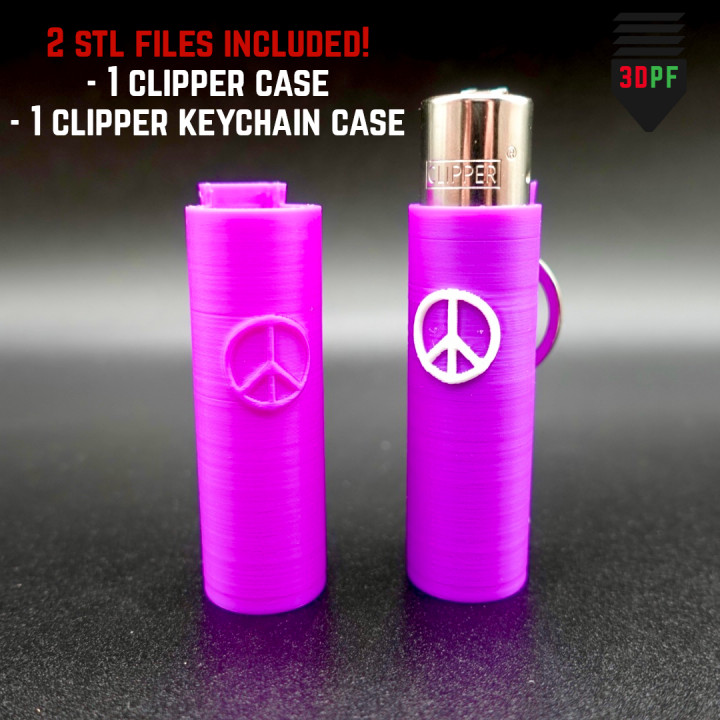 3D Printable Clipper Lighter Case + Keychain Case (Peace Sign) by ...