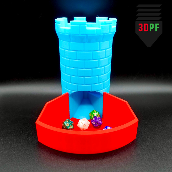 3D Printable Castle Dice Tower (Blank Tray) by MysticMesh3D