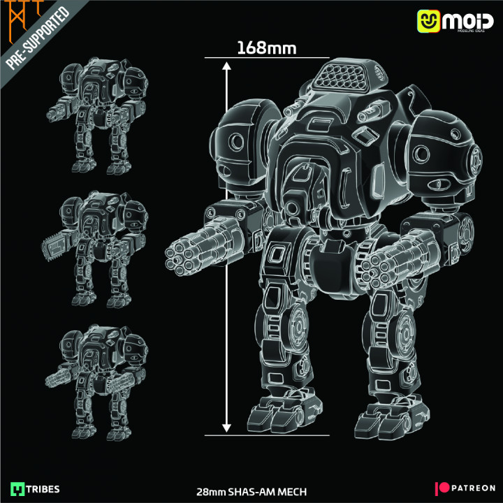 3D Printable SHAS-AM MECH Super Heavy Armored Support Assault Mech ...