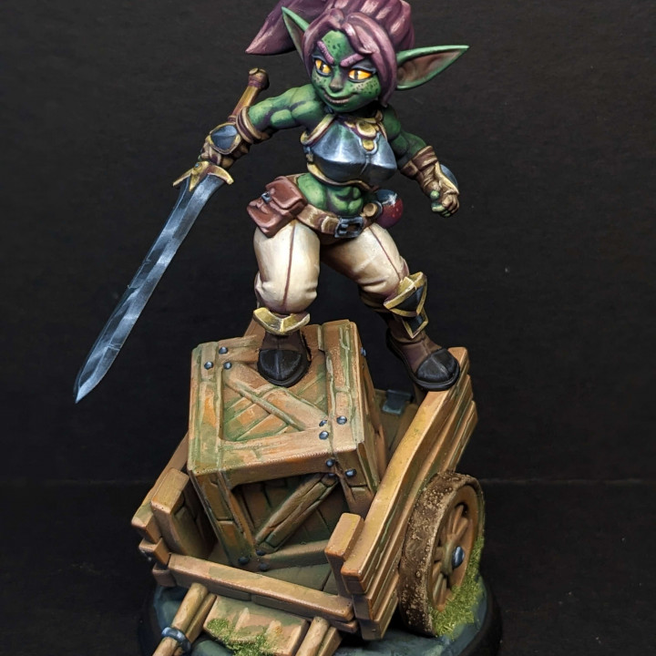 3D Print of Blix the Goblin Fighter, Action pose by LesterRea