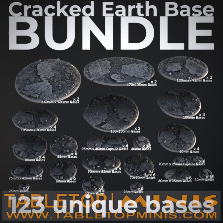 3D Printable Cracked Earth Base Bundle by TableTopMinis