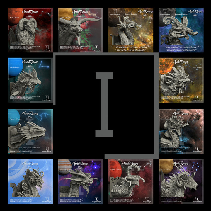 3D Printable Zodiac Dragon Bust Collection - COMPLETE SET by Imagin3Designs