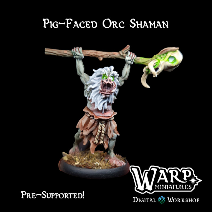 3D Printable Pig-Faced Orc Shaman by Warp Miniatures