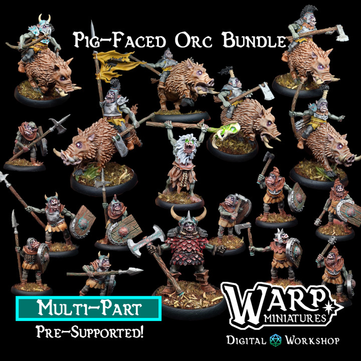 3D Printable Pig-Faced Orc Bundle by Warp Miniatures