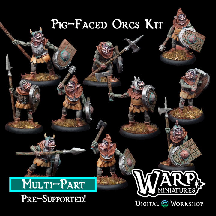 3D Printable Pig-Faced Orc Bundle by Warp Miniatures