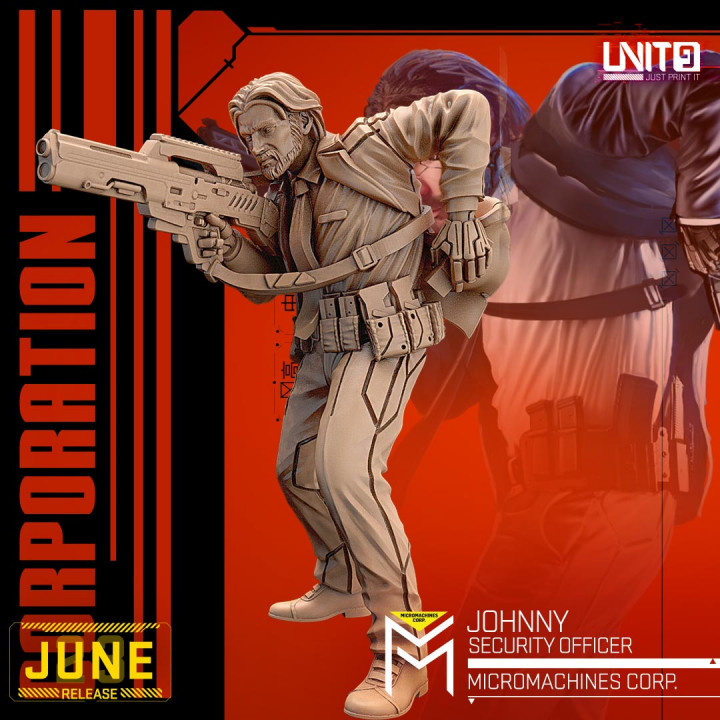 3D Printable Cyberpunk - Johnny - Micromachines Corp. by UNIT9