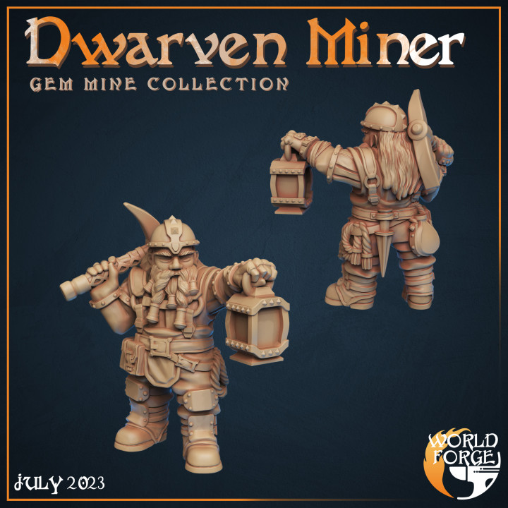 3D Printable Dwarven Miner by World Forge Miniatures