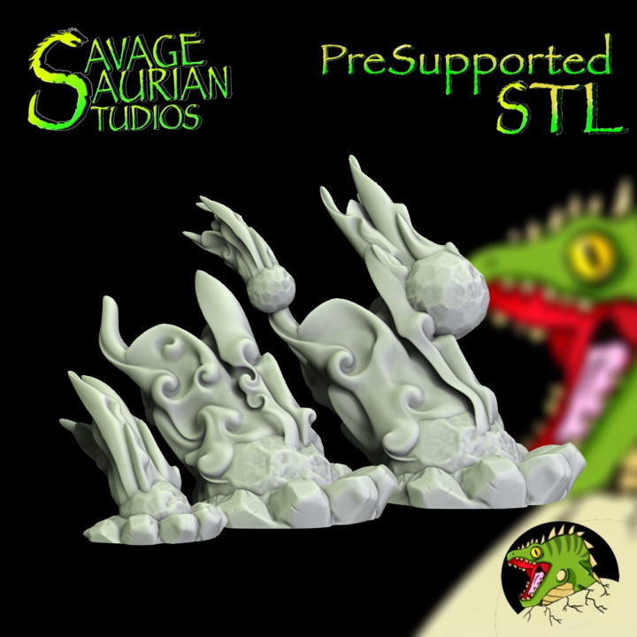 3D Printable Lizardman Spell - Meteor Storm by Savage Saurian Studios
