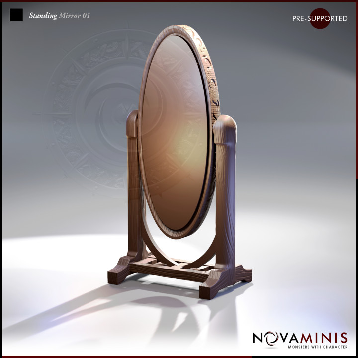 3D Printable Standing Mirror 01 by NovaMinis