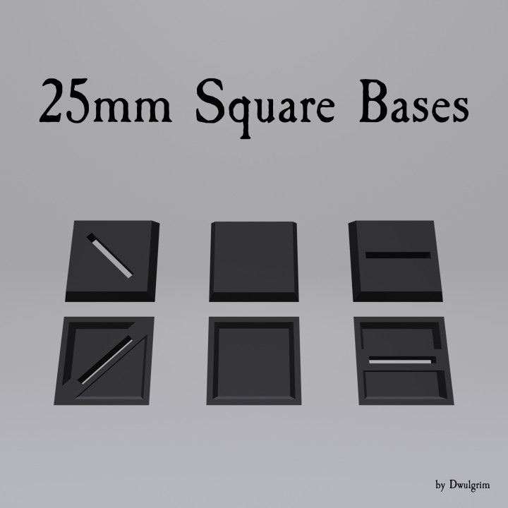 3D Printable 25mm Square Bases (Normal, Slotted, Diagonally Slotted) by ...