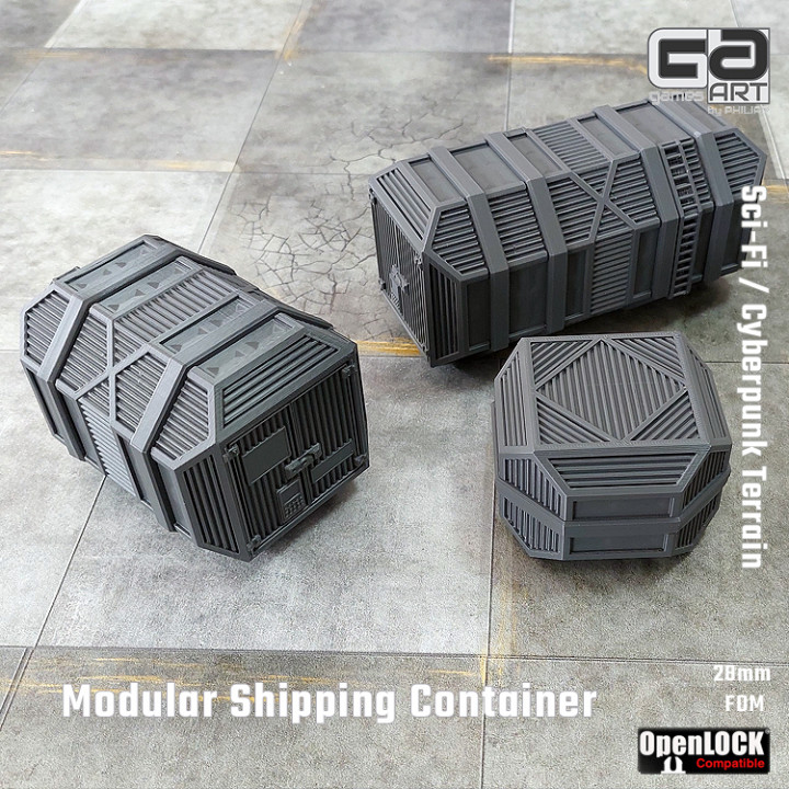 3D Printable Modular Shipping Container by gamesART by Philipp