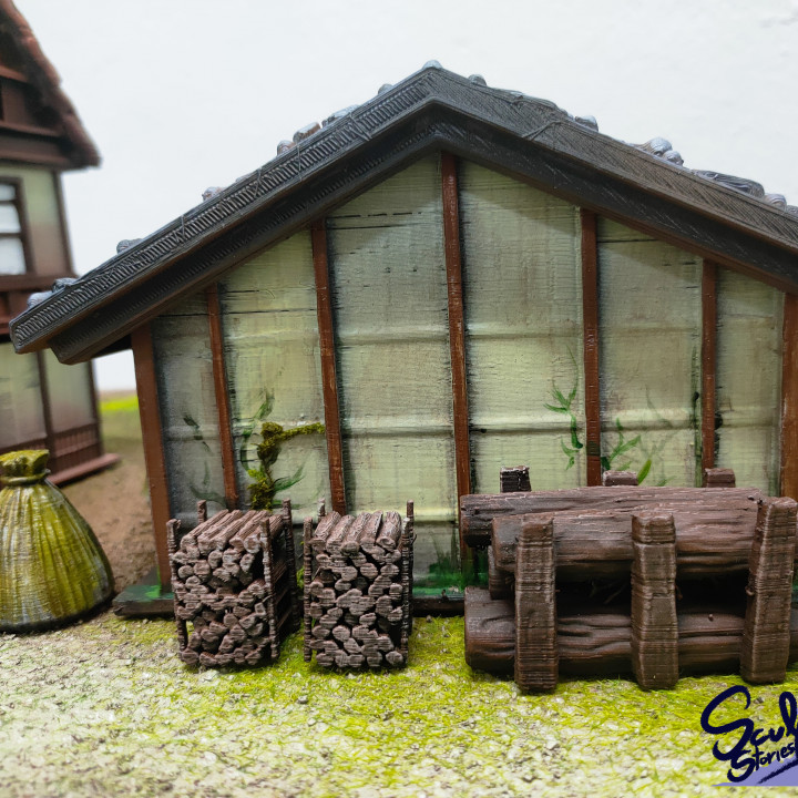 3D Printable [SSS] Barn house with props by Village's Hope Miniatures