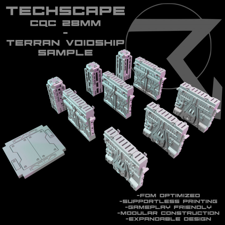 3D Printable TECHSCAPE CQC - 28mm - Terran Voidship FREE Sample (40k Boarding Action and Into ...