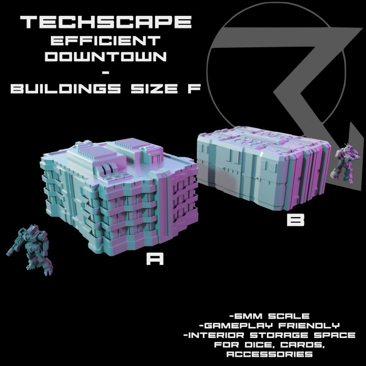3D Printable TECHSCAPE - 6mm - Efficient Downtown (FREE) by Thunderhead Studio