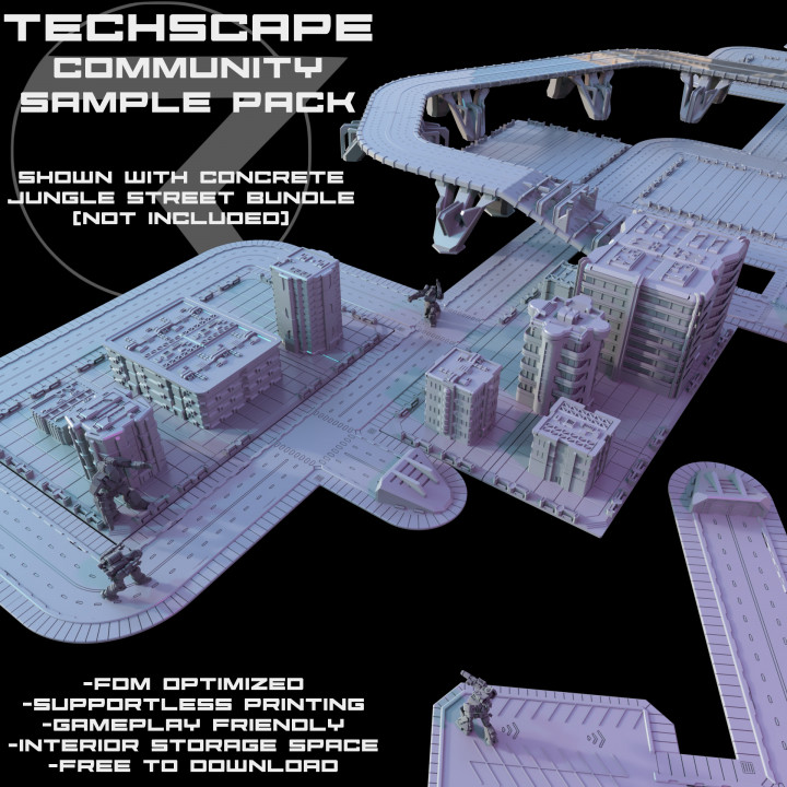 3D Printable TECHSCAPE - 6mm - Efficient Downtown (FREE) by Thunderhead Studio