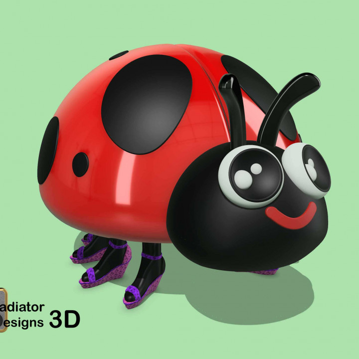 3D Printable Lady Bug Diva, Print in Place, No Supports by Josh