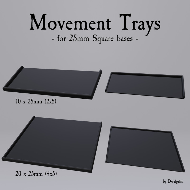 3D Printable Simple Movement Trays (for 25mm square bases) by Máté