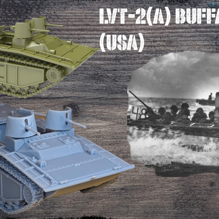 3D Printable LVT-2 Water Buffalo (Amphibious, US, WW2) by Wargame3d