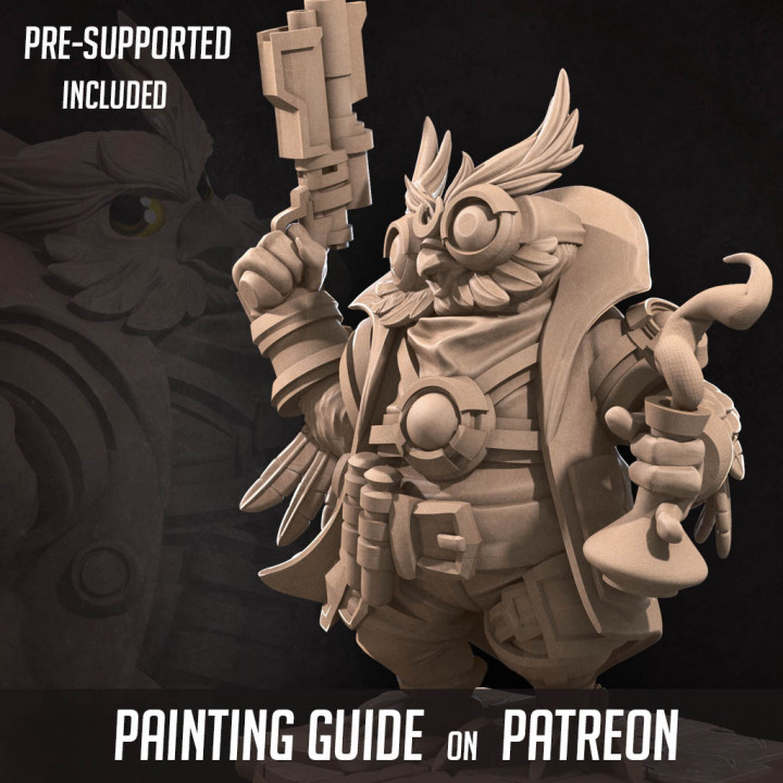 3D Printable Owlfolk Artificer/Blacksmith (4 Versions) by Bite the Bullet