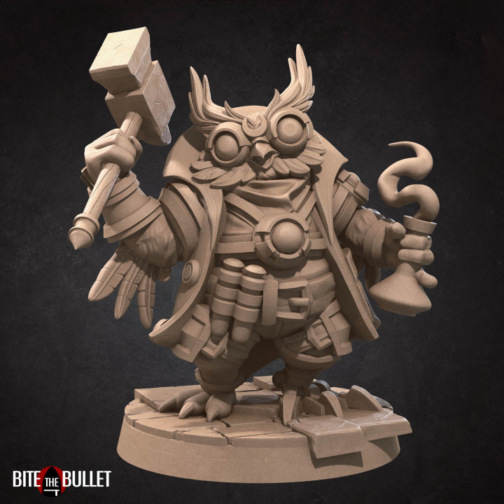 3D Printable Owlfolk Artificer/Blacksmith (4 Versions) by Bite the Bullet